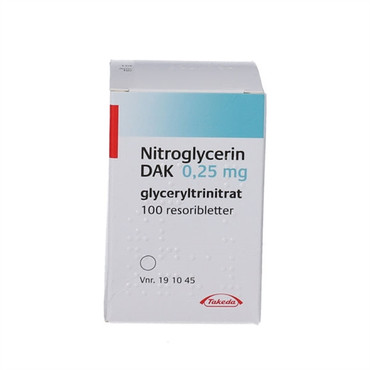 Nitroglycerin 0,25 mg resoribletter mod hjertekrampe - 100 stk