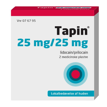 Tapin Plastre til lokalbedøvelse på huden 25 mg - 2 stk